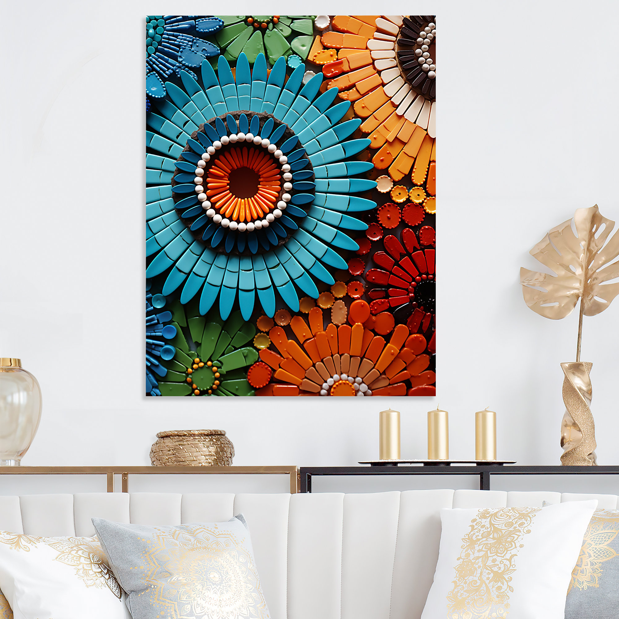 Lark Manor Jeweled Grotto Geode Tiles - Stone Geode Metal Wall Art ...