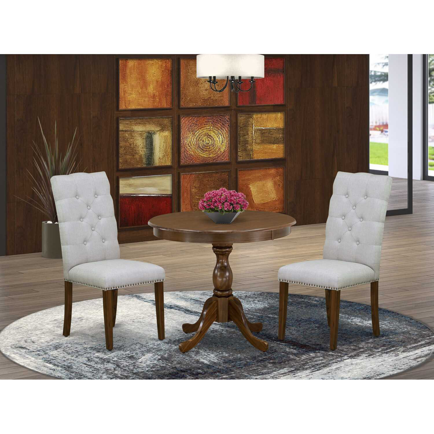 Canora Grey Mahogany Finish Solid Wood Top Button Tufted Upholstered ...