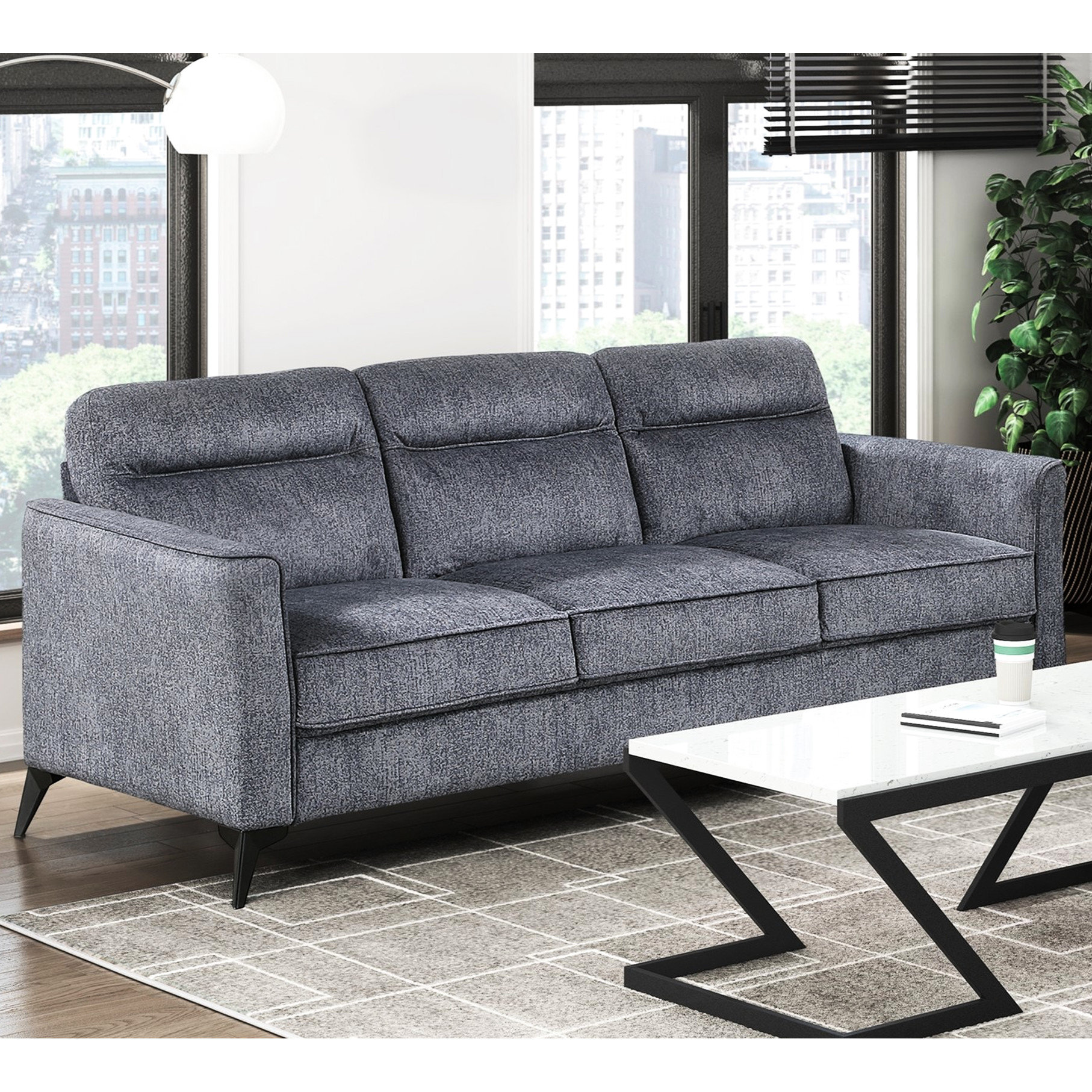 Ivy Bronx Dark Gray Microfiber With Contemporary Look, 3 - Seat Black ...
