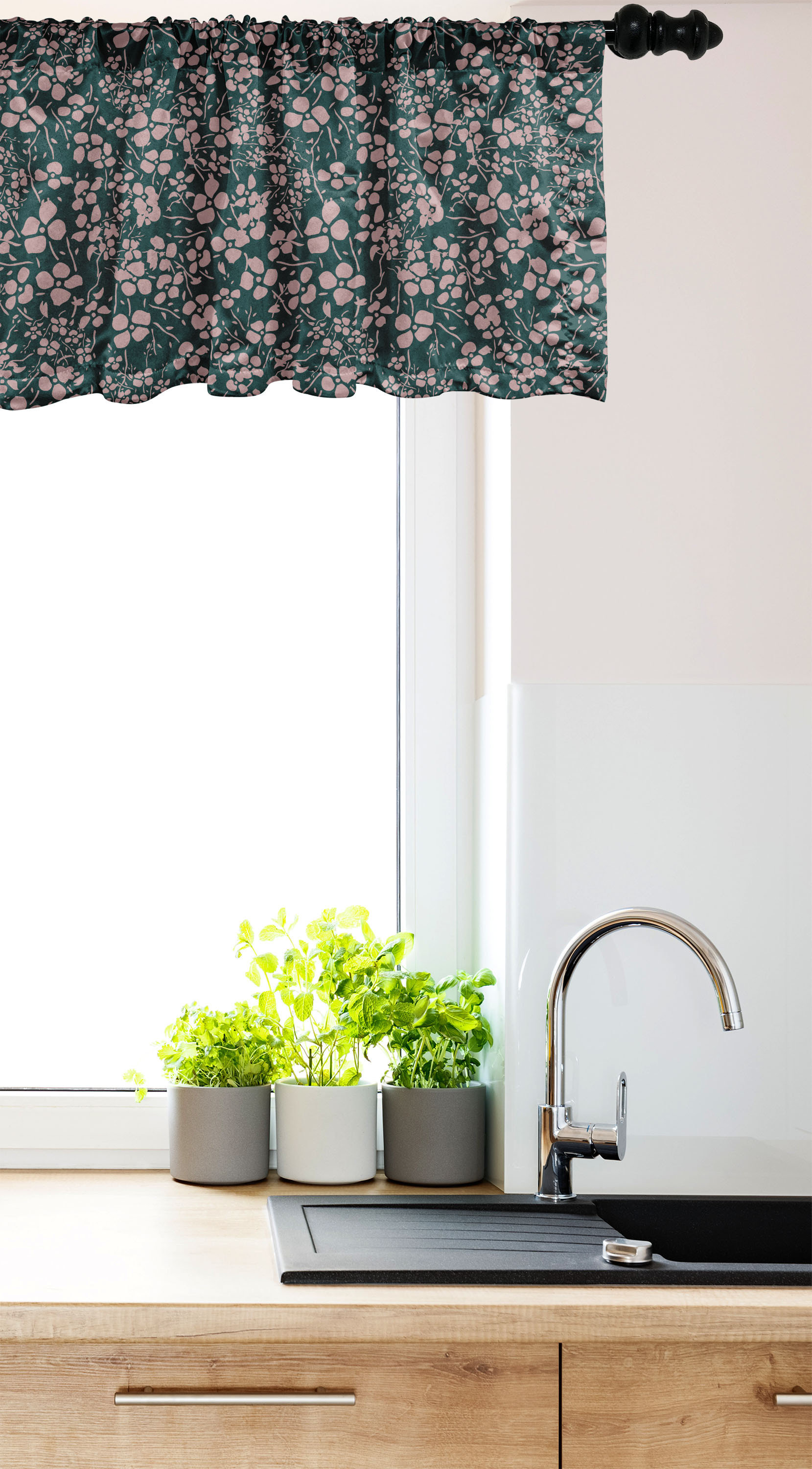 Ambesonne Floral Valance Pack of 2 Bicolor Spring Meadow Flora Hunter ...