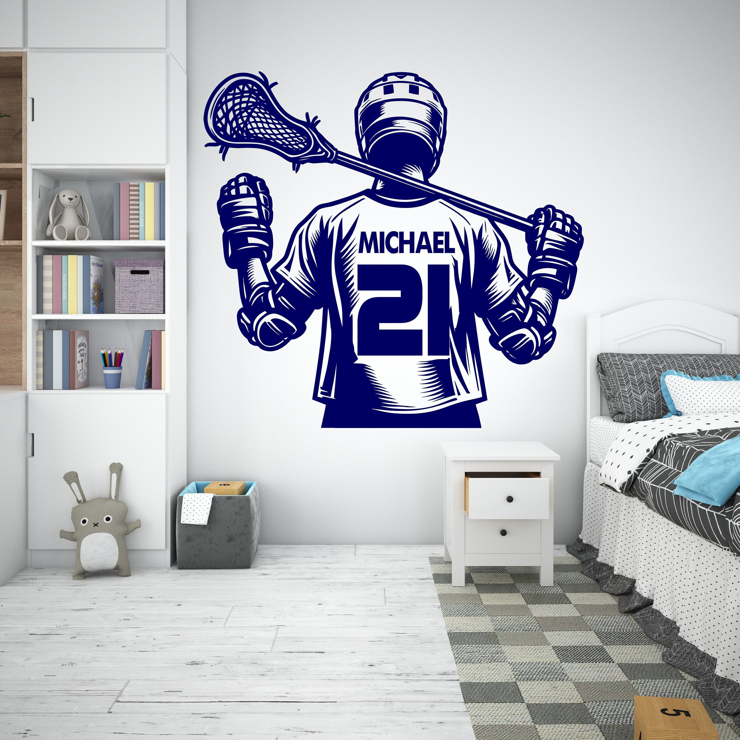 Trent Austin Design® Large Custom Name Lacrosse Player Wall Decal Sport ...