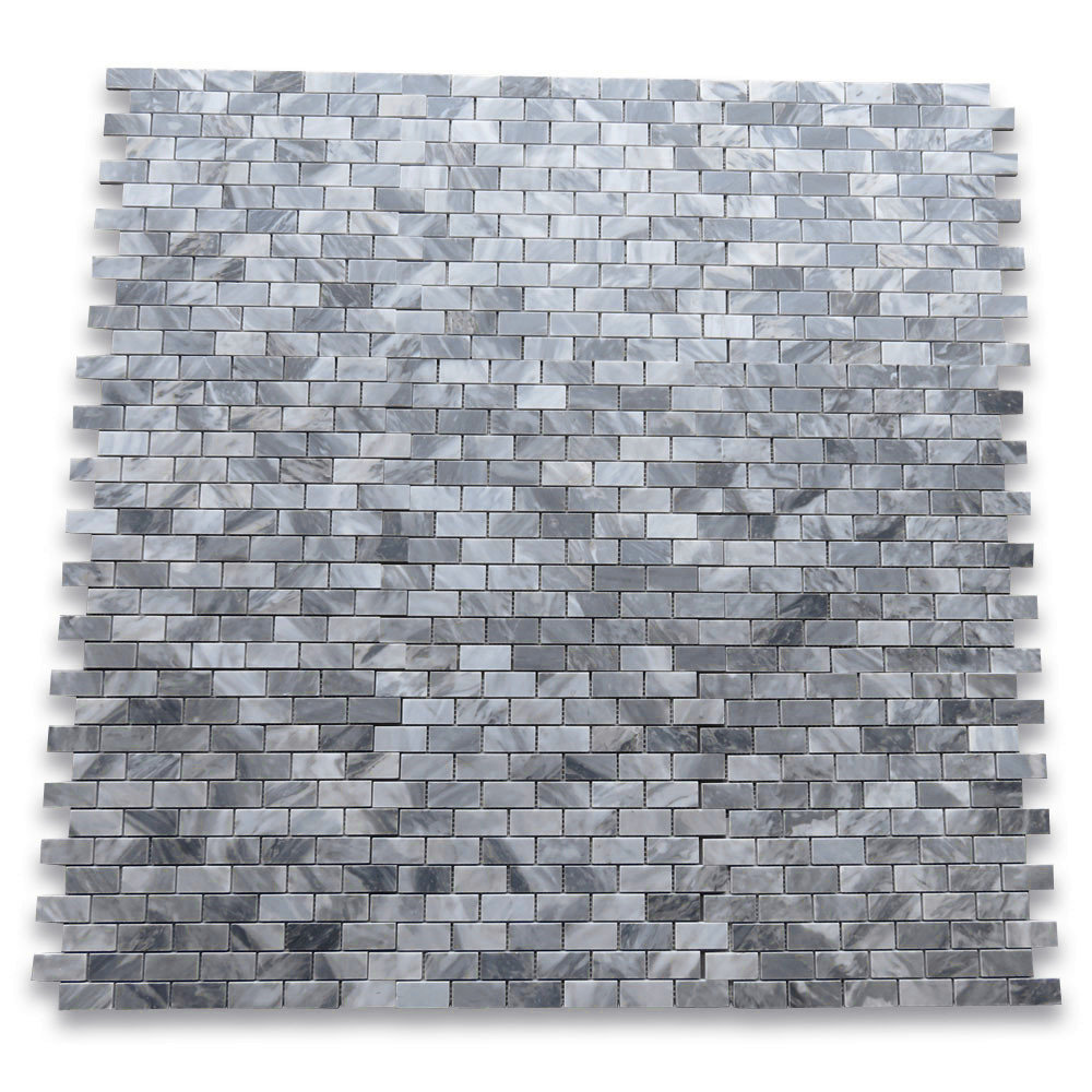 Marble Online Bardiglio Grey Marble 1X2 Medium Brick Mosaic Tile ...