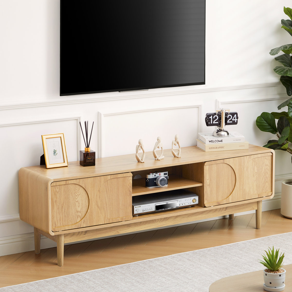 Millwood Pines 59'' W TV Stand For Tvs Up To 65" With Sliding Doors ...