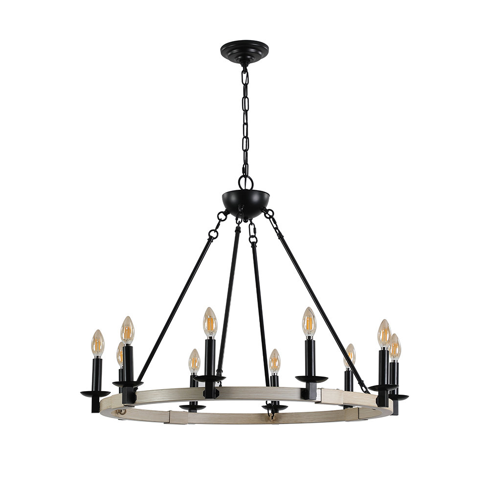 Rosalind Wheeler Rustic Farmhouse Style Candle Chandelier With Round ...