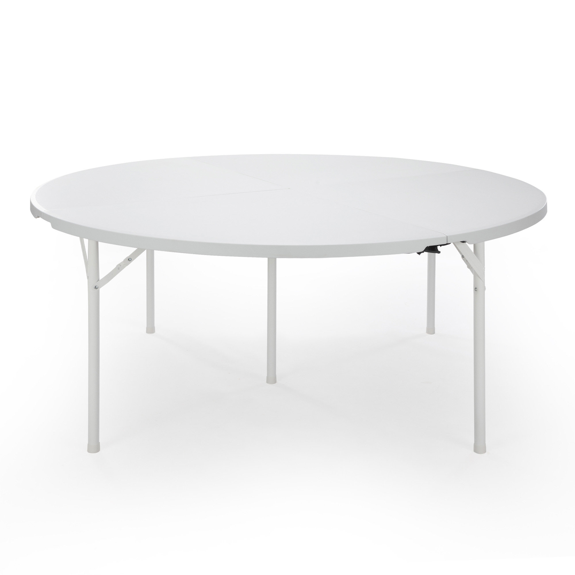 Ivy Bronx Round Plastic Folding Table With Carrying Handle, 66" Heavy ...