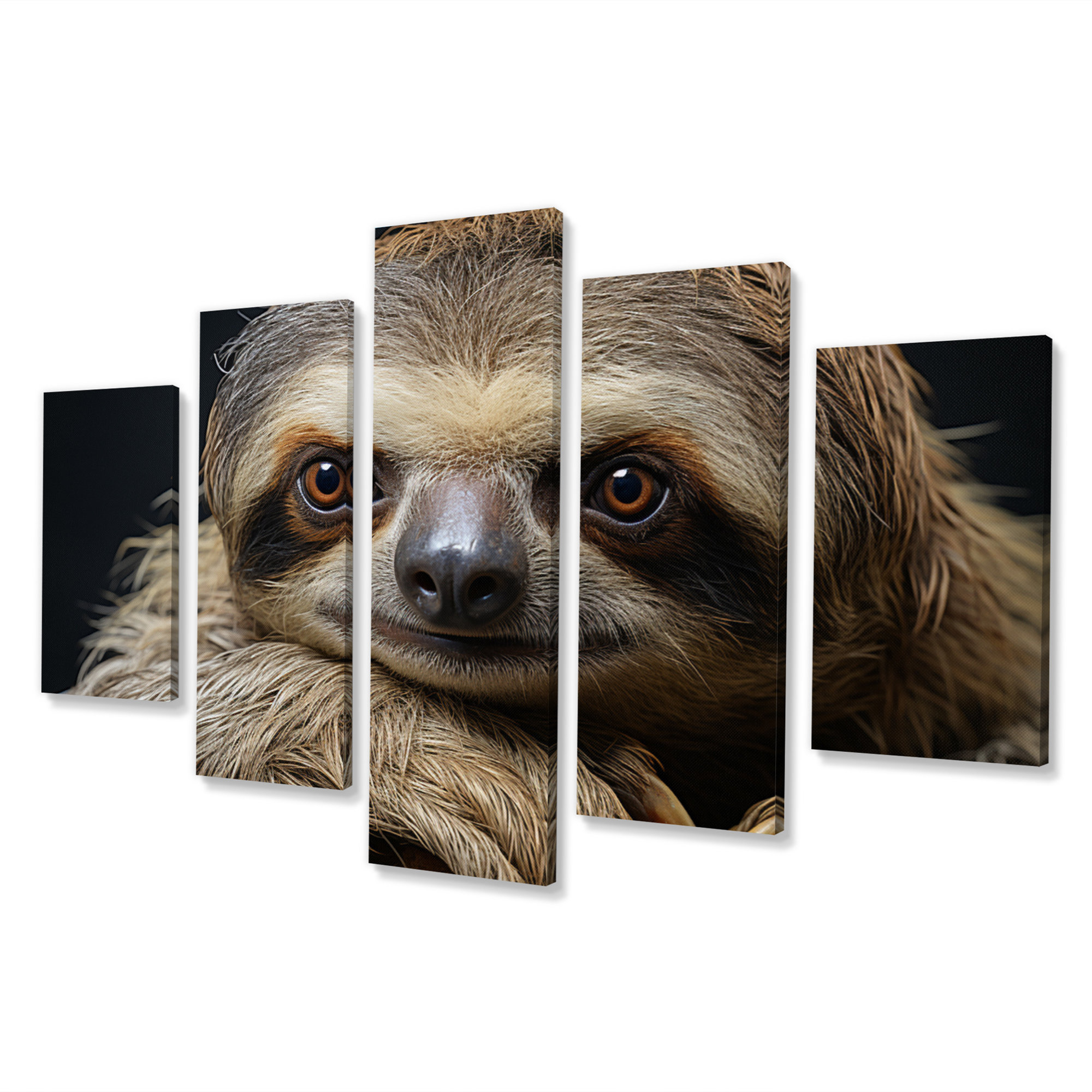 Ebern Designs Cute Sloth Portrait - Animals Canvas Wall Art - 5 Panels ...