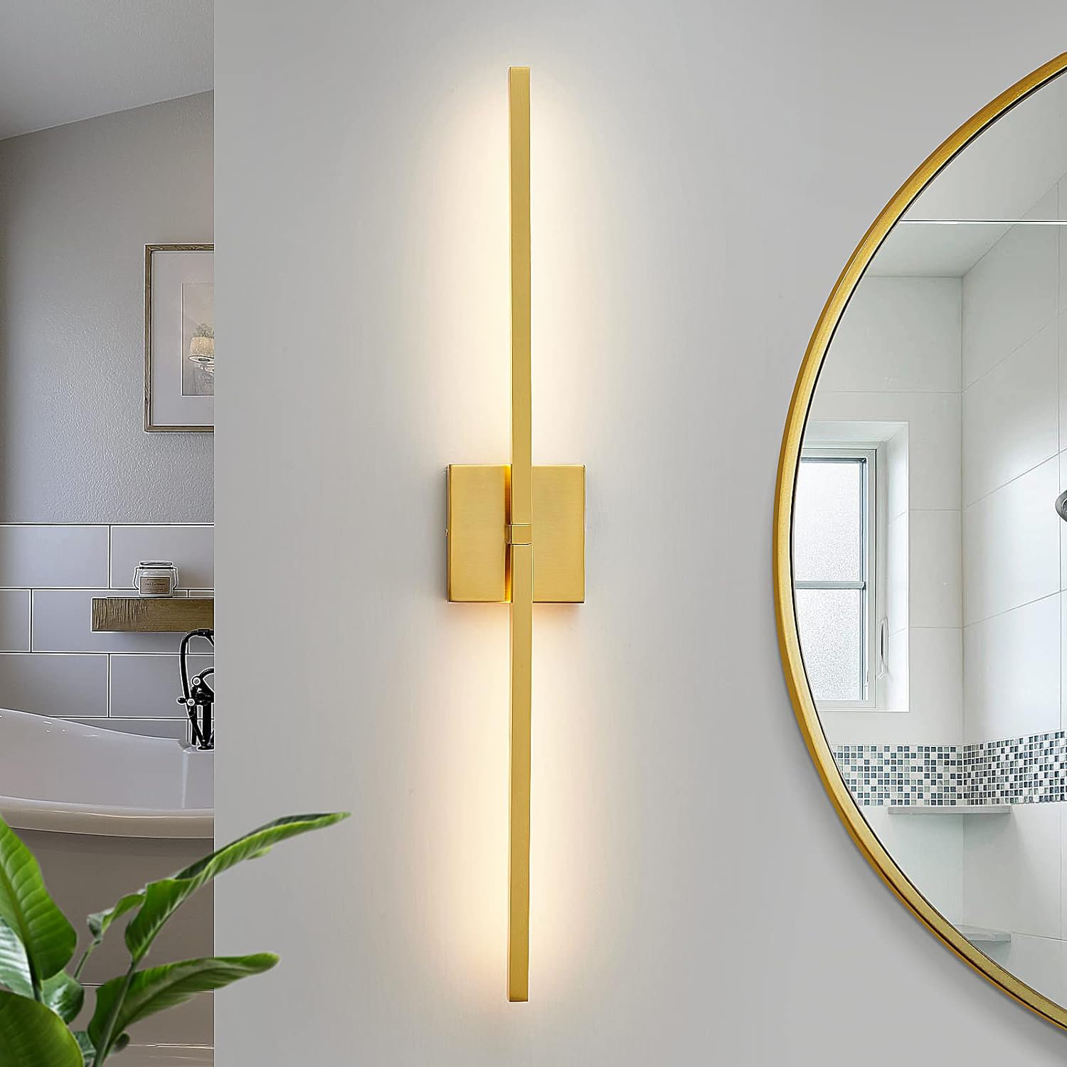 Everly Quinn 30 Inch Rotatable Modern LED Vanity Lights For Bathroom ...