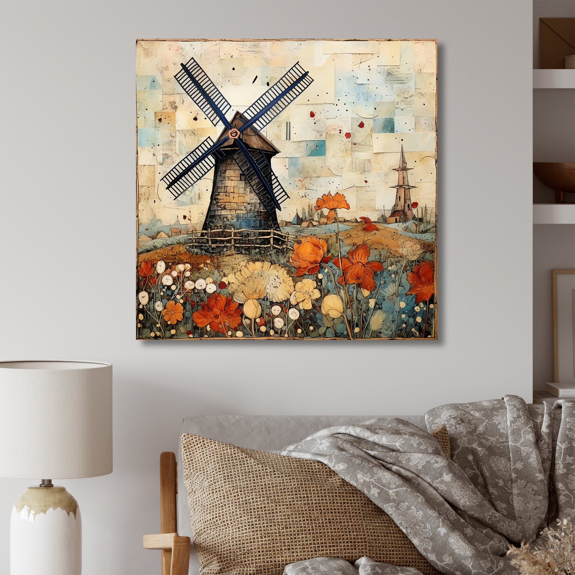 August Grove® Vintage Countryside Windmillscape 2 - Wind Turbines Wall ...