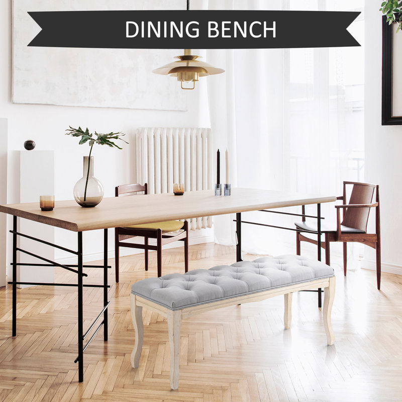 Ophelia & Co. Schurman Linen Upholstered Bench | Wayfair