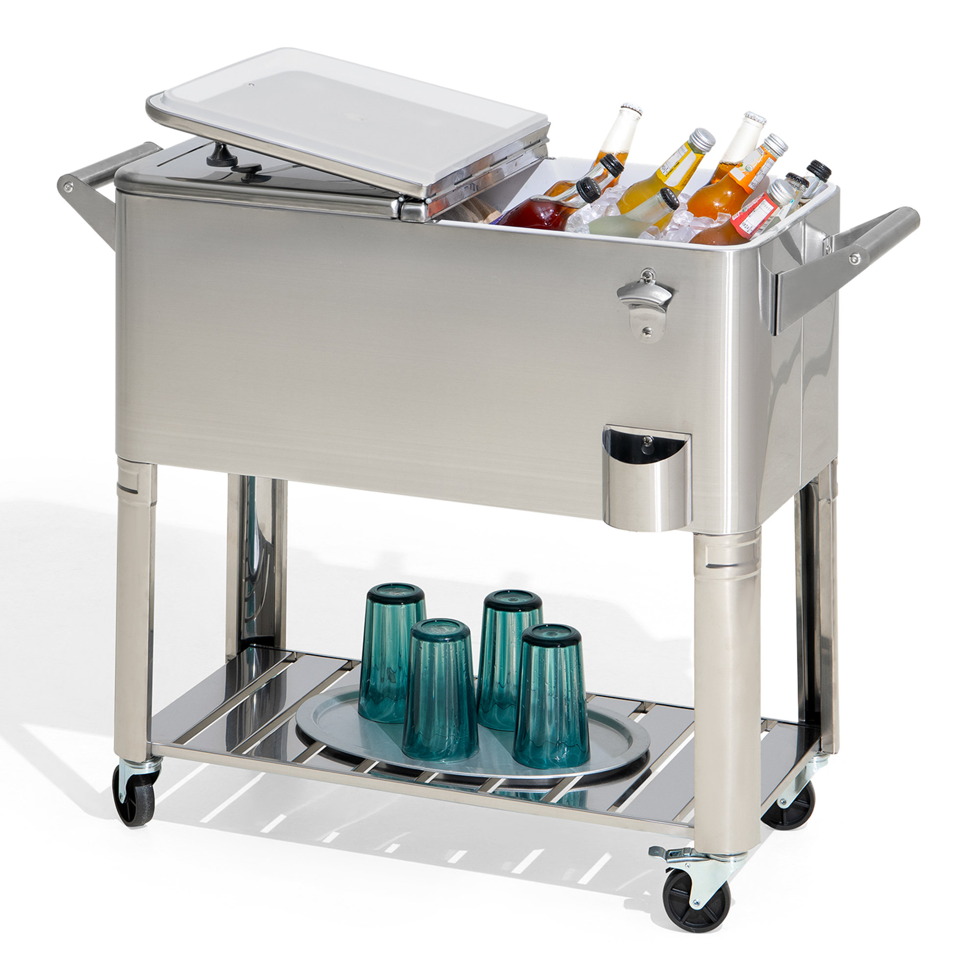 Sunjoy 80 Quarts Wheeled Serving Station / Cart Cooler & Reviews ...