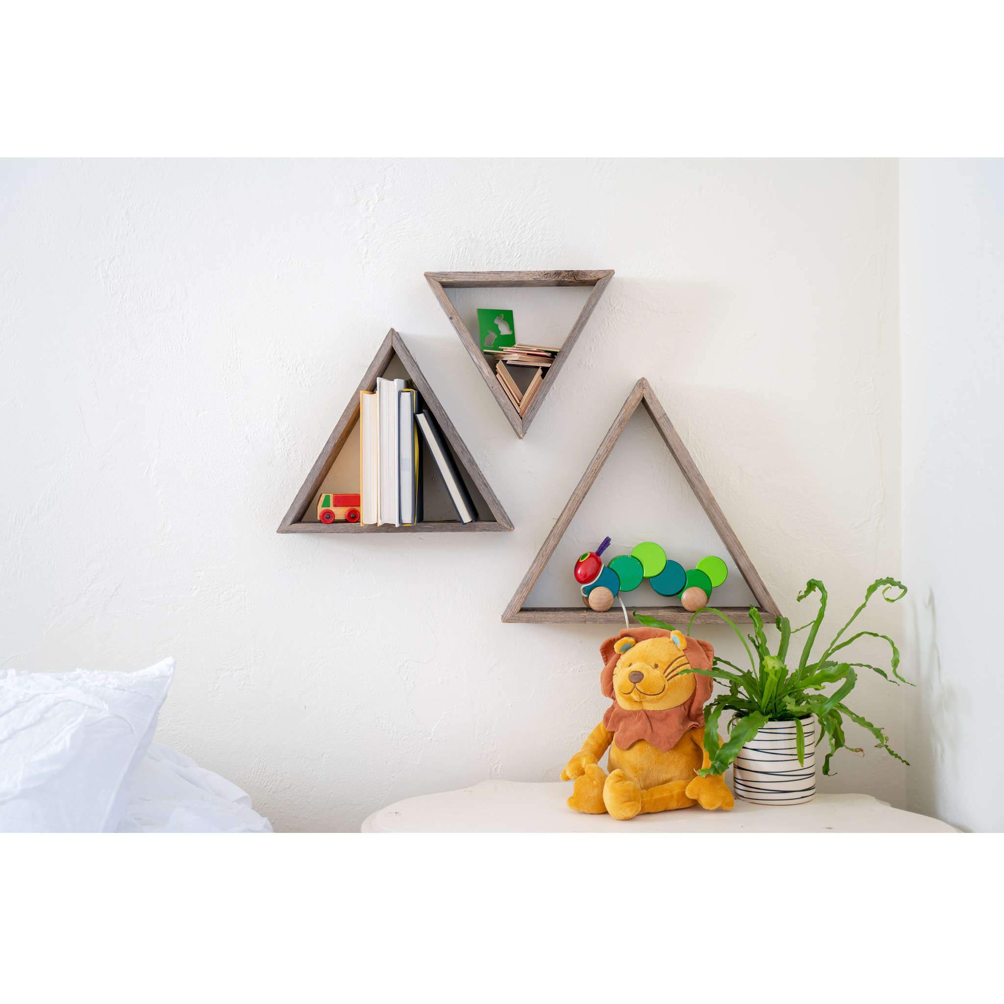 Loon Peak® Rustic Shelves Triangle Floating Wood Shadowbox Set of 3 ...