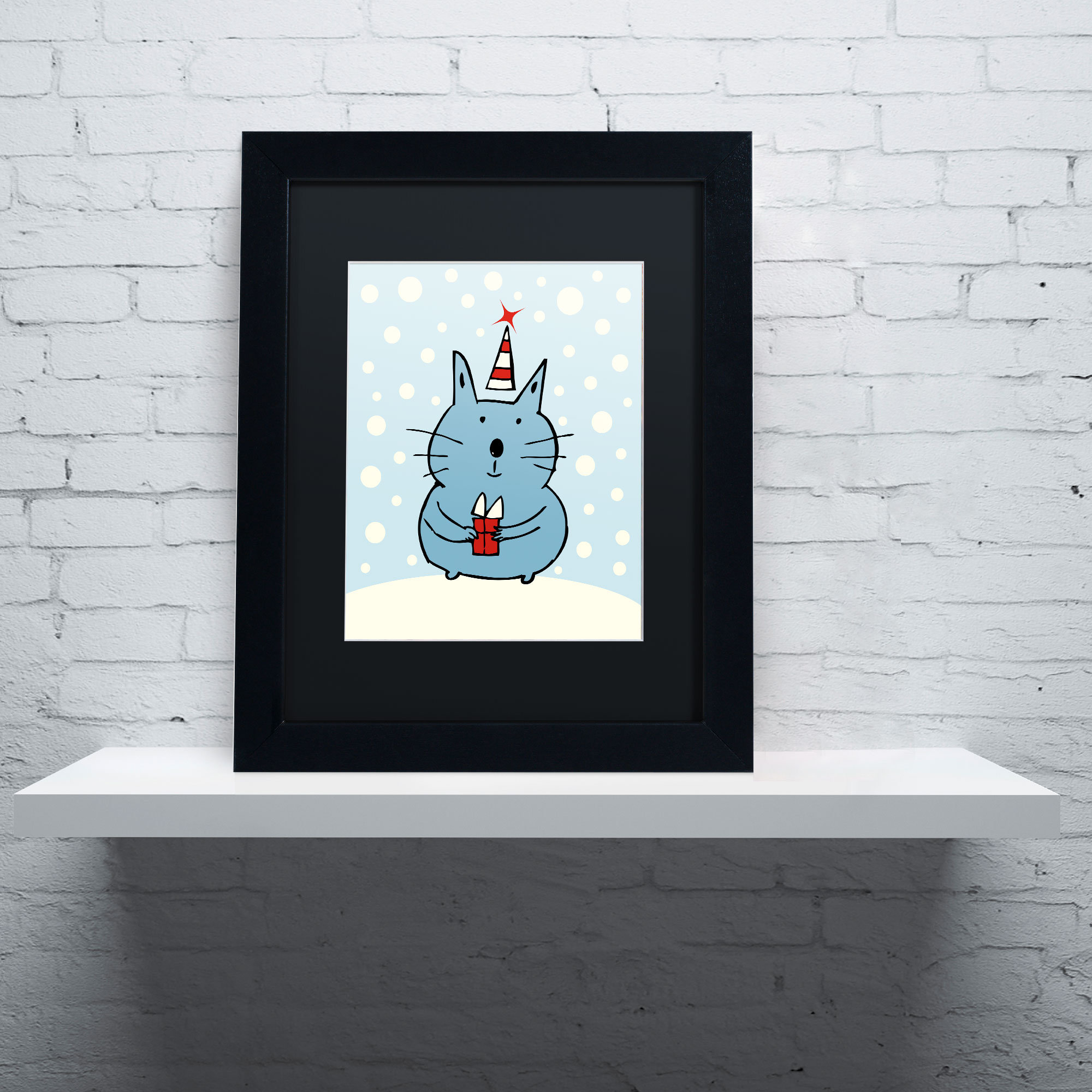Trademark Fine Art Christmas Snow Cat' by Carla Martell Framed art ...