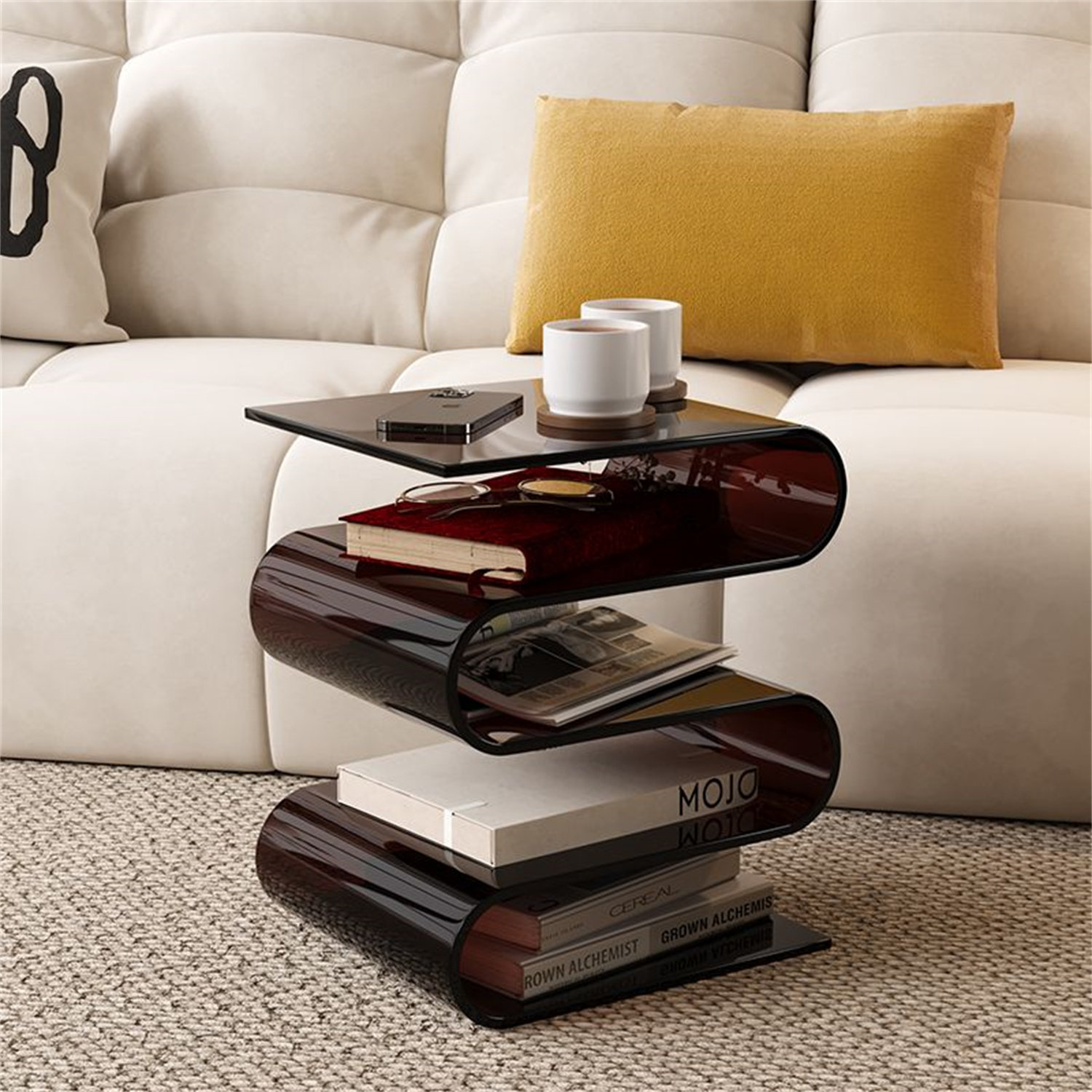 Brayden Studio Modern S-Shaped Acrylic Coffee Table - Transparent ...