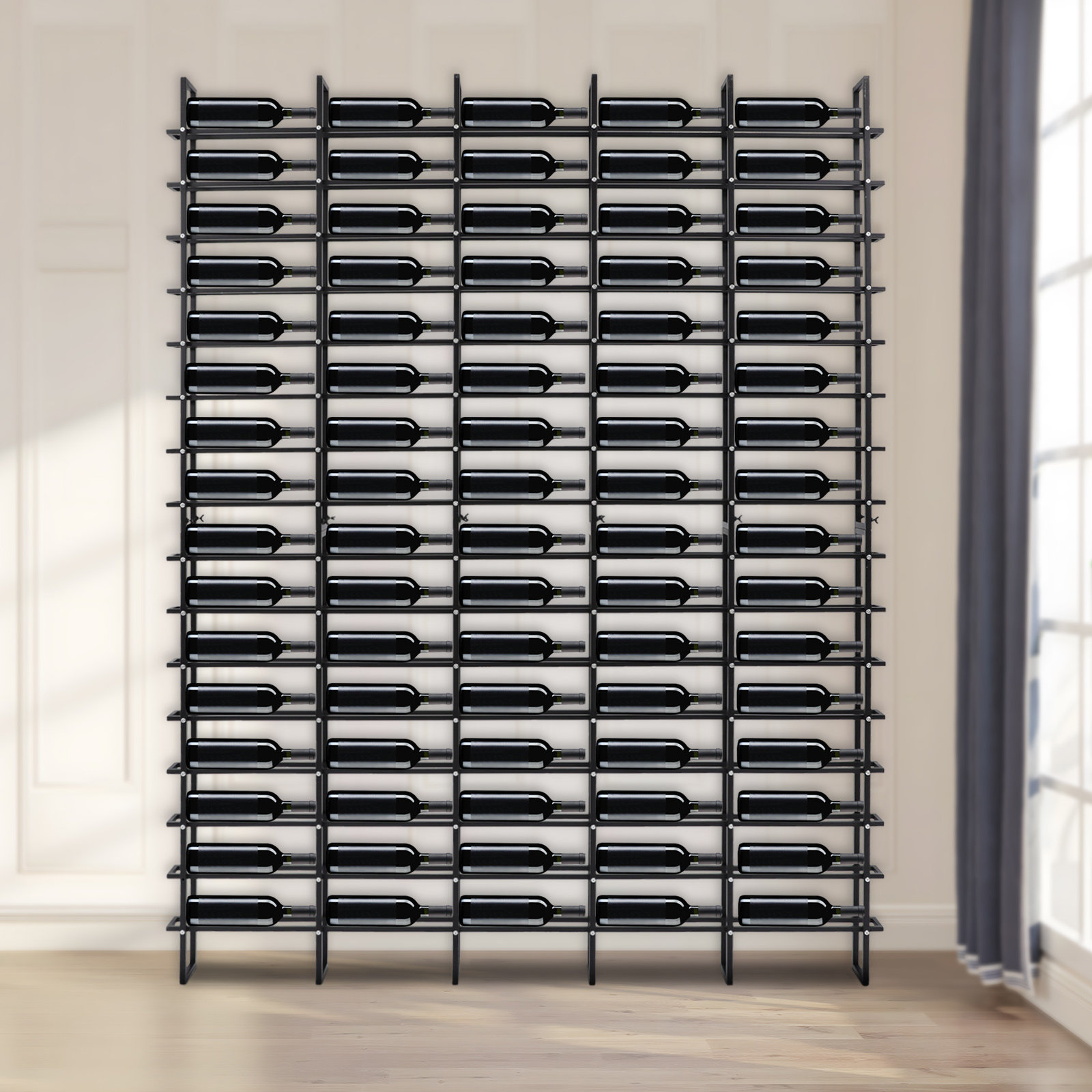 Prep & Savour 16 Tiers Steel Wall Mounted Wine Rack for 48/80 Wine ...