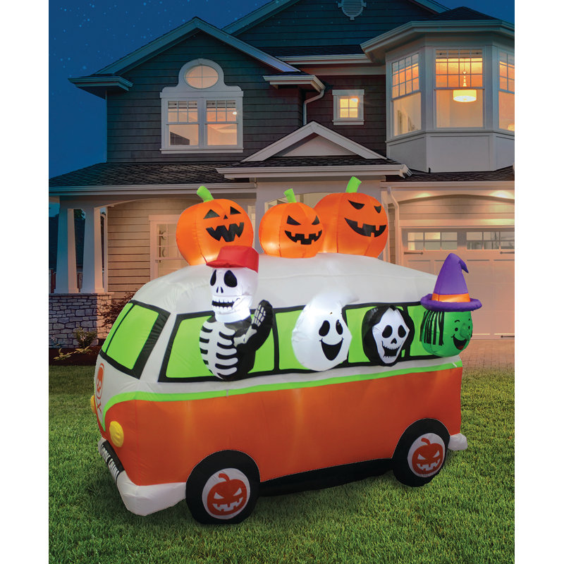 The Holiday Aisle® Halloween Bus Inflatable | Wayfair