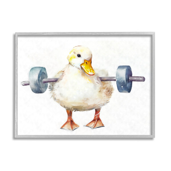 Stupell Industries Az-072-Framed " Duck Lifting Weights " by Ziwei Li ...