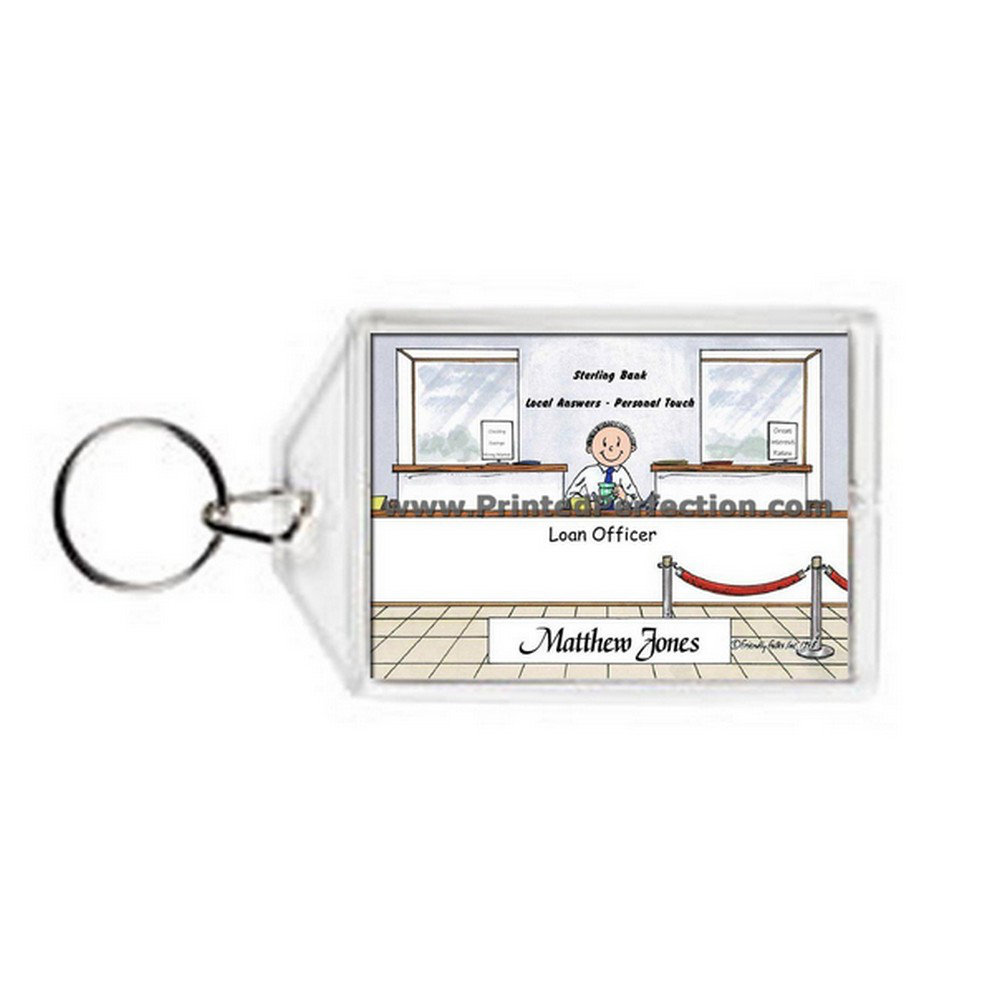 Printed Perfection Personalized Bank Teller - Male Acrylic Key Chain ...