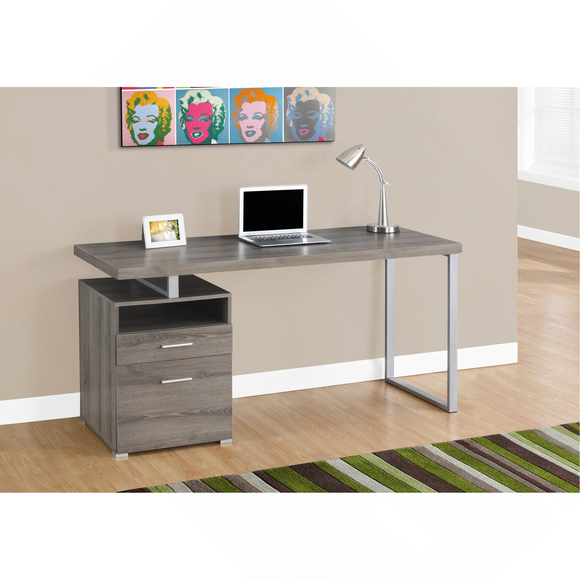 Latitude Run® Computer Desk, Home Office, Laptop, Left, Right Set-Up ...