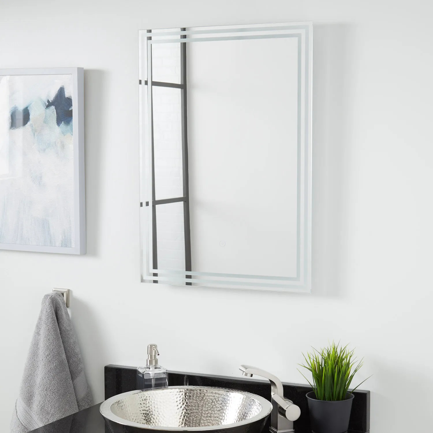 Signature Hardware Harrington Lighted Bathroom Vanity Mirror with ...