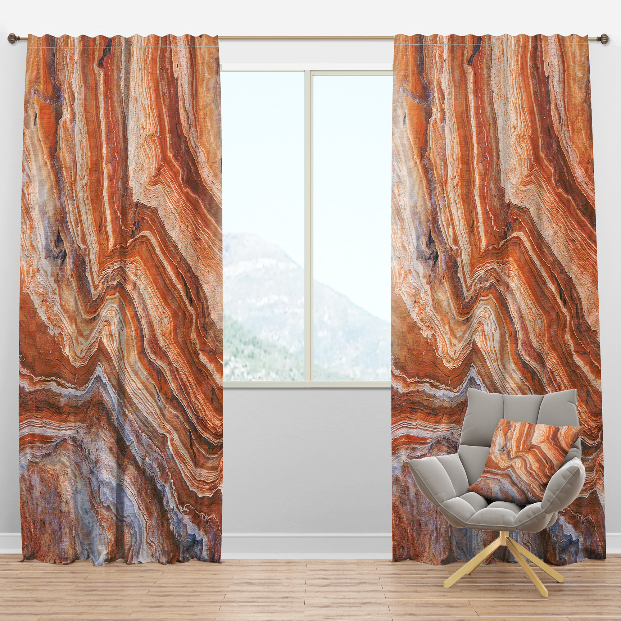 Design Art Marbled Detail of Colourful Rock - Traditional Curtain ...