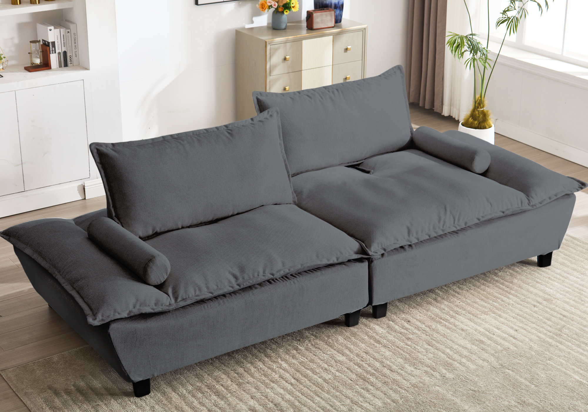 Latitude Run® Upholstered Sailboat-Shaped Sleeper Sofa with Adjustable ...