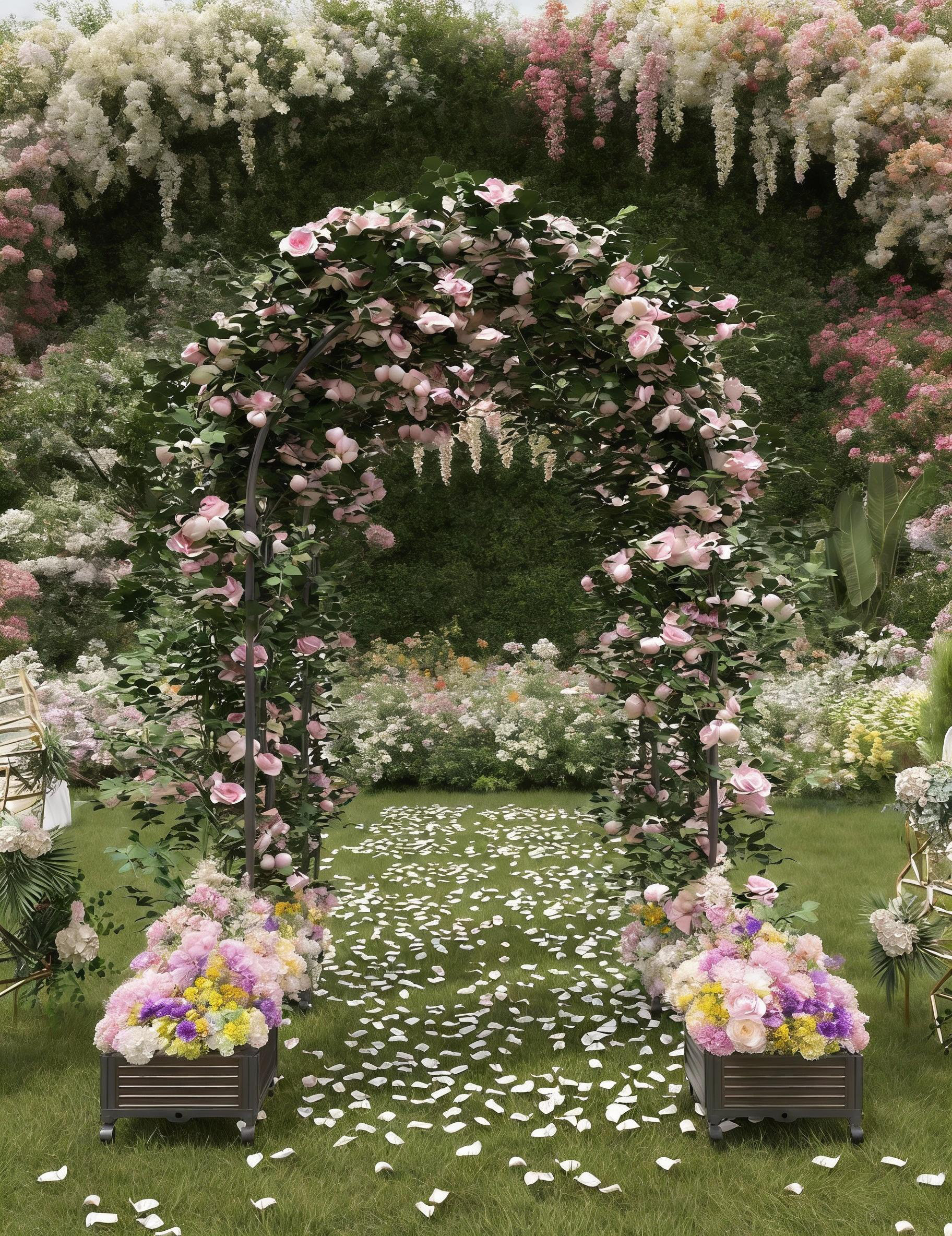 Latitude Run® Metal Garden Arch Trellis, With 2 Built-In Planter Boxes ...