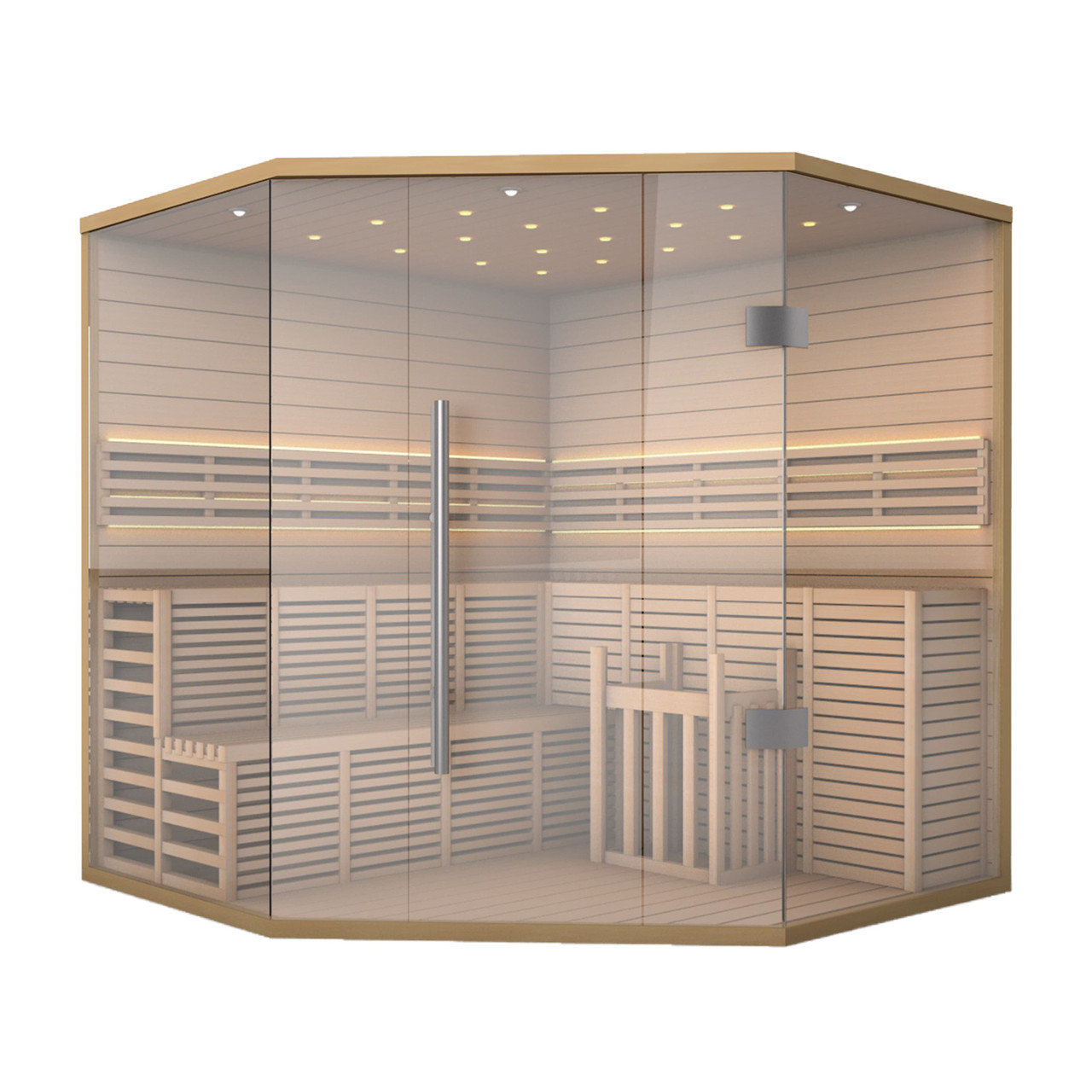 ALEKO Canadian Hemlock Luxury Indoor Wet Dry Sauna with LED Lights - 6 ...