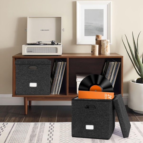 Ebern Designs Vinyl Record Storage Box Set Of 2 - Album Storage Holds ...