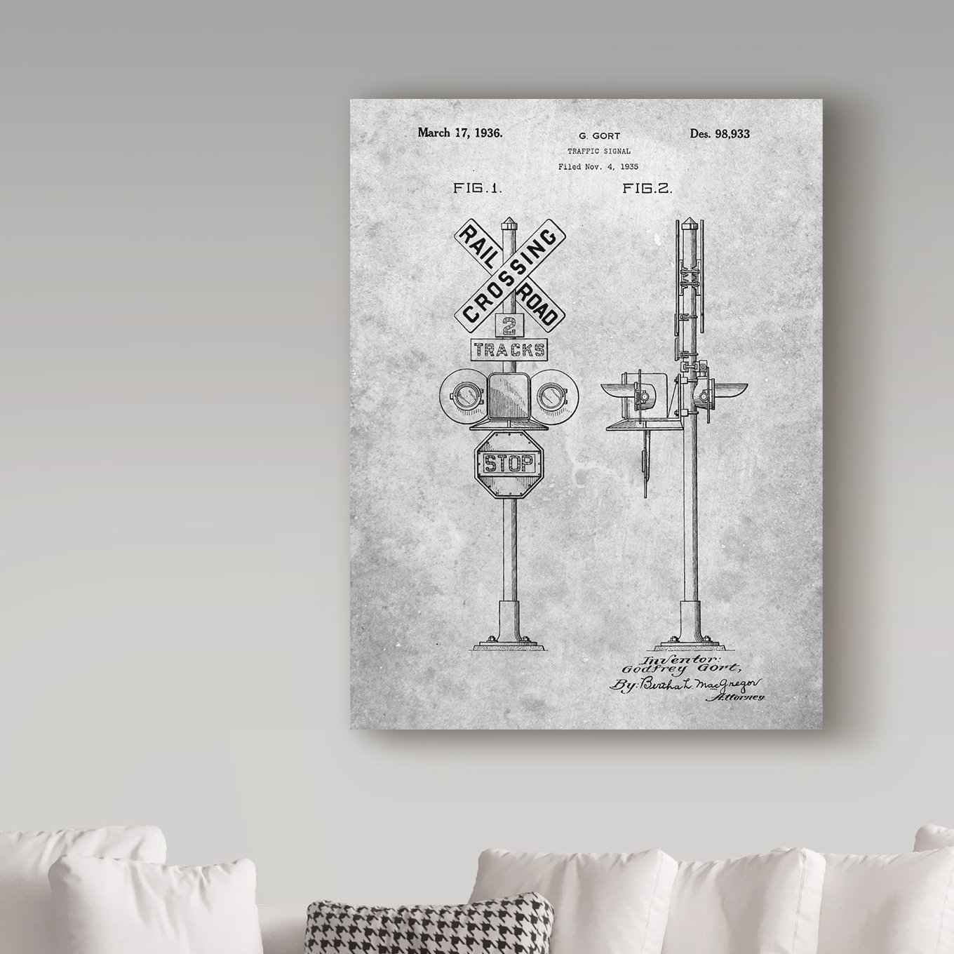 Trademark Fine Art 'Crossing Sign' Drawing Print on Wrapped Canvas ...