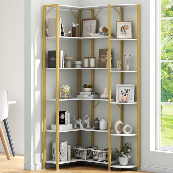 Mercer41 Corner Shelf, 6-Tier Corner Bookcase, Tall Modern Corner ...