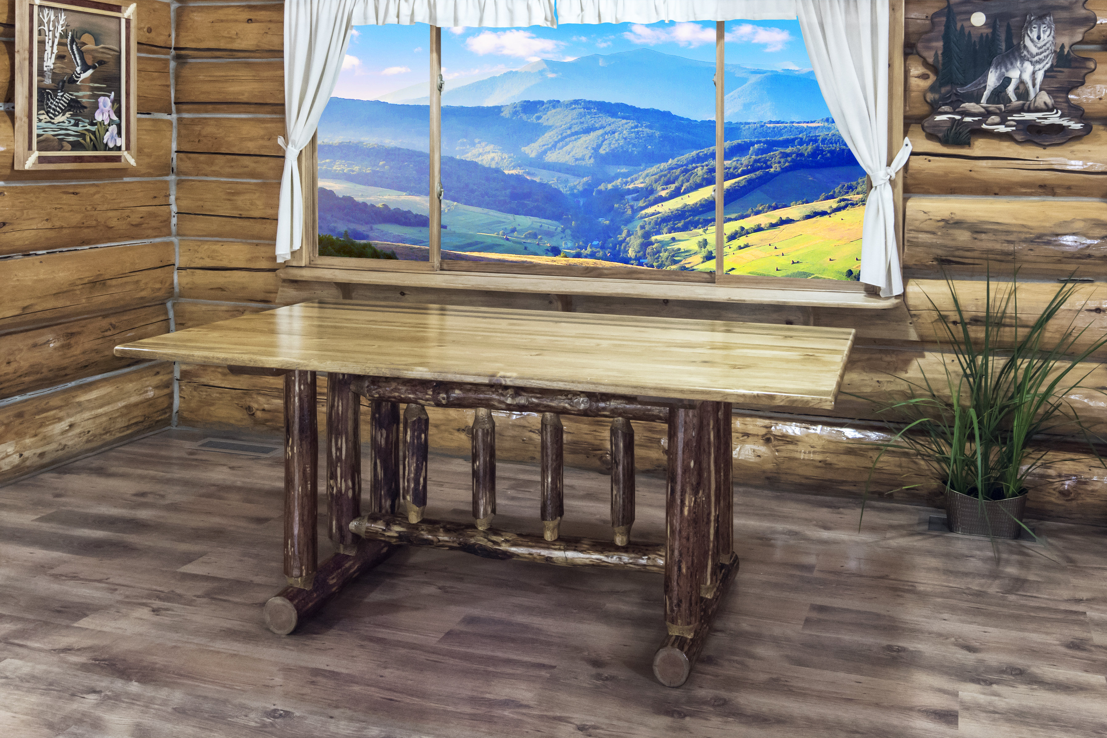 Loon Peak® Glacier Country Collection 40" Lodge Pole Pine Dining Table ...