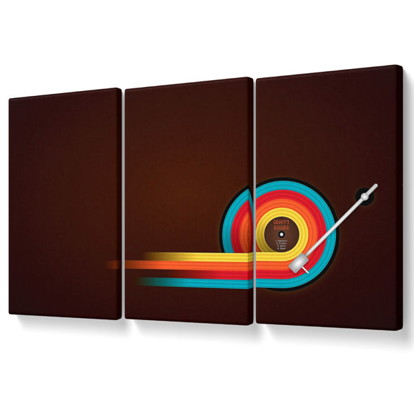 Ebern Designs Groovy Record - 3 Piece Wrapped Canvas Art Prints ...