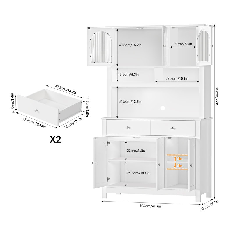Lark Manor™ French Style 72.1'' Kitchen Pantry Cabinet with Microwave ...