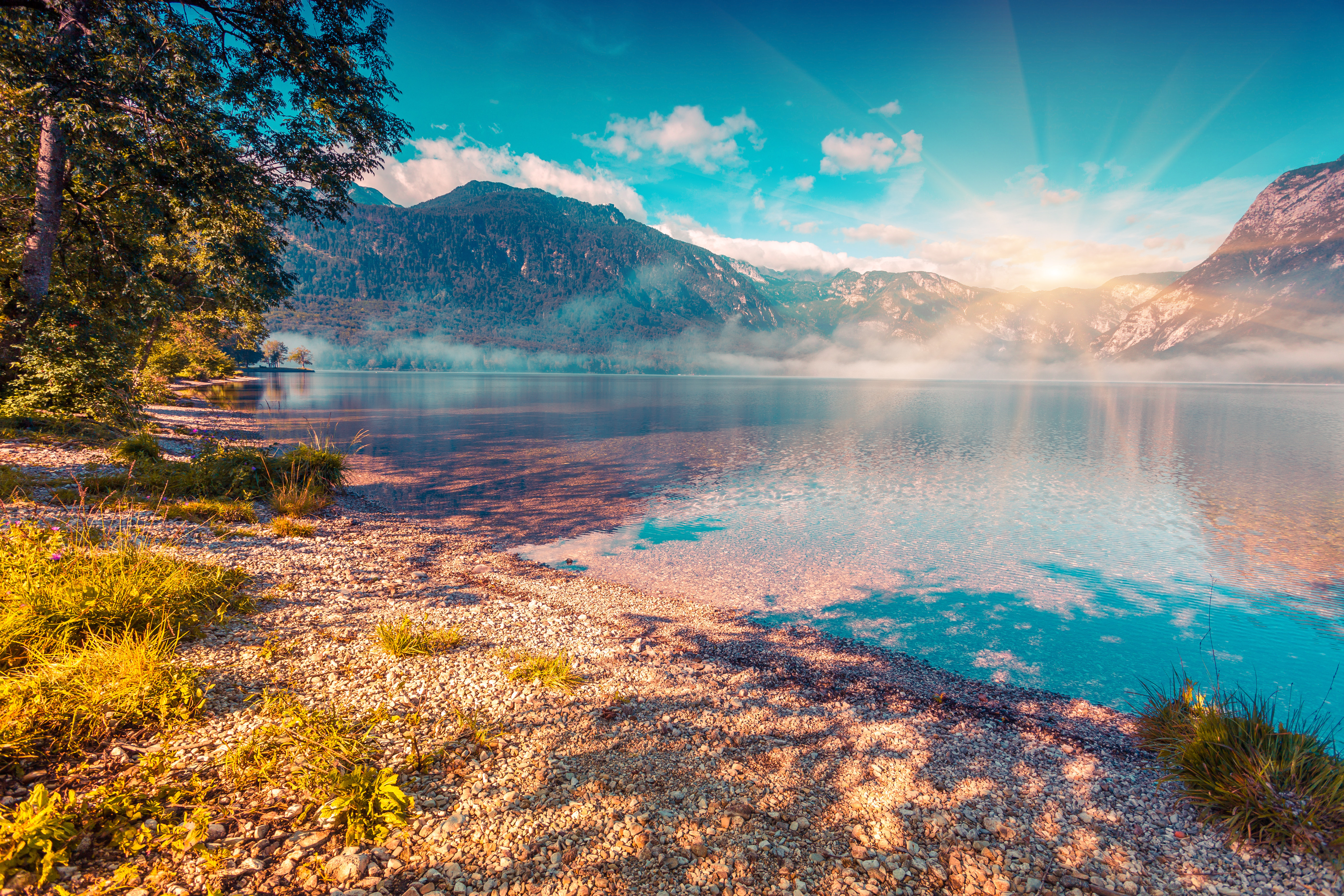Highland Dunes Foggy Summer Morning On The Bohinj Lake On Canvas by ...