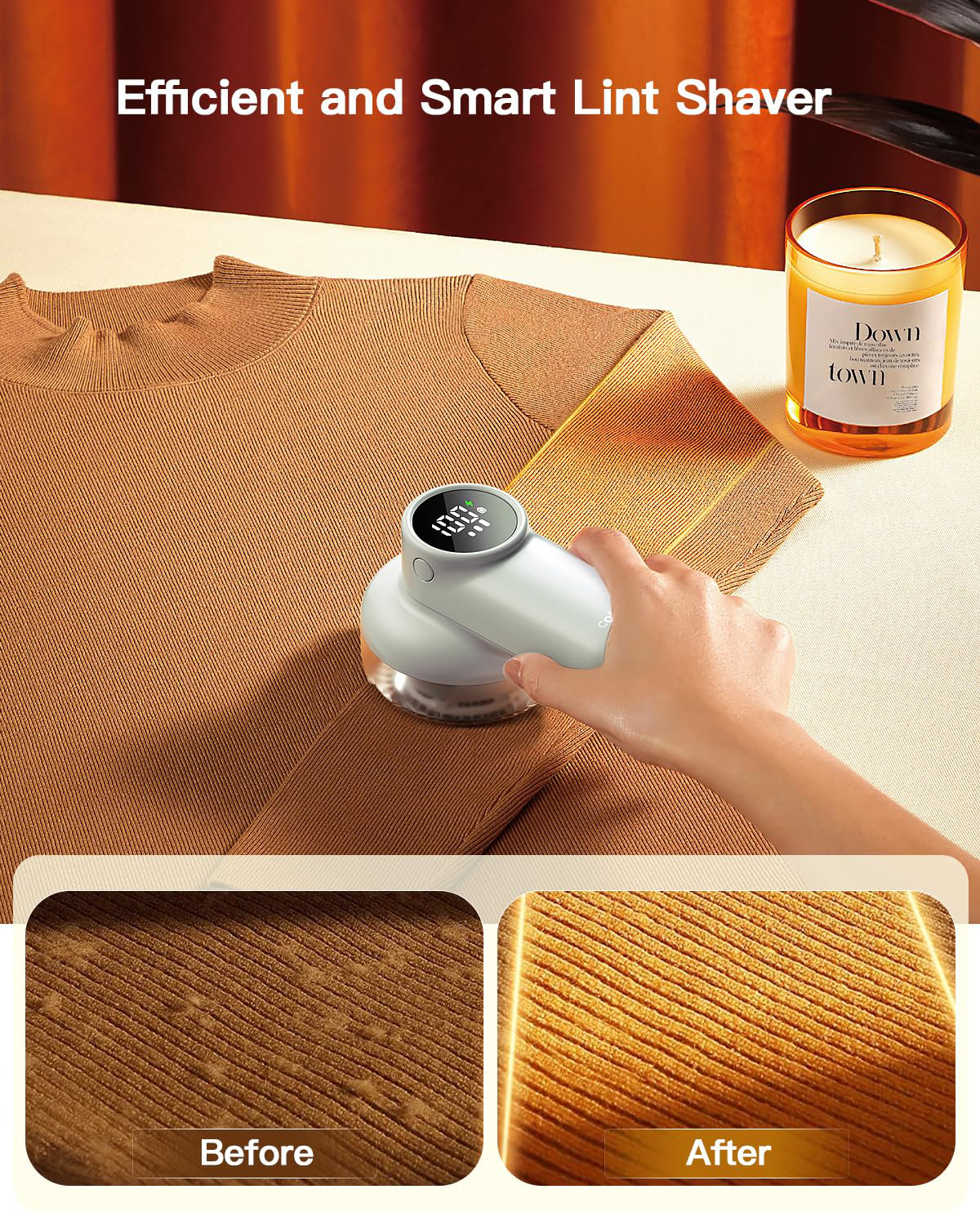 Fashion Finesse Rechargeable Fabric Shaver, Lint Shaver With Digital ...