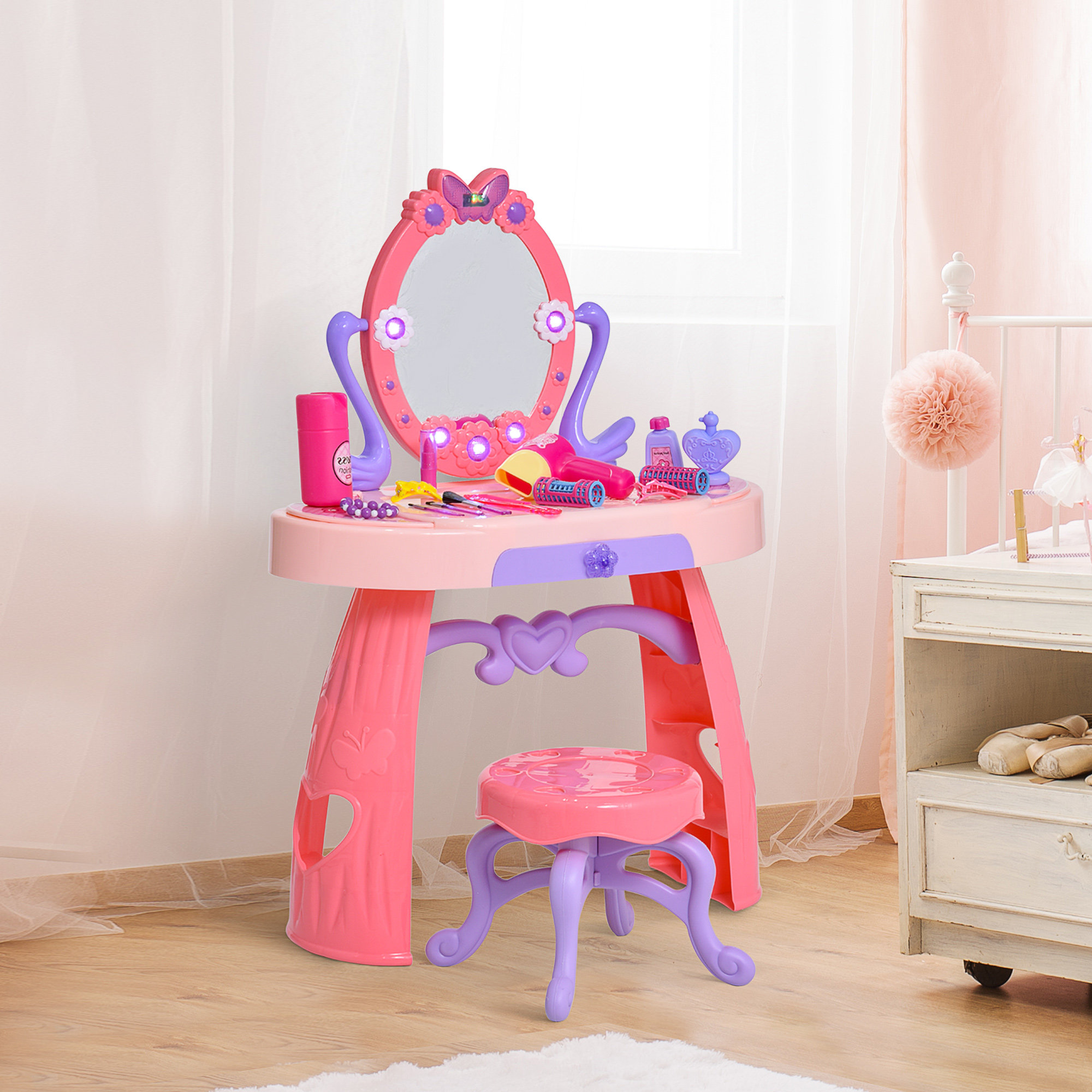Zoomie Kids Jacqueline Kids Vanity Set with Mirror & Reviews - Wayfair ...