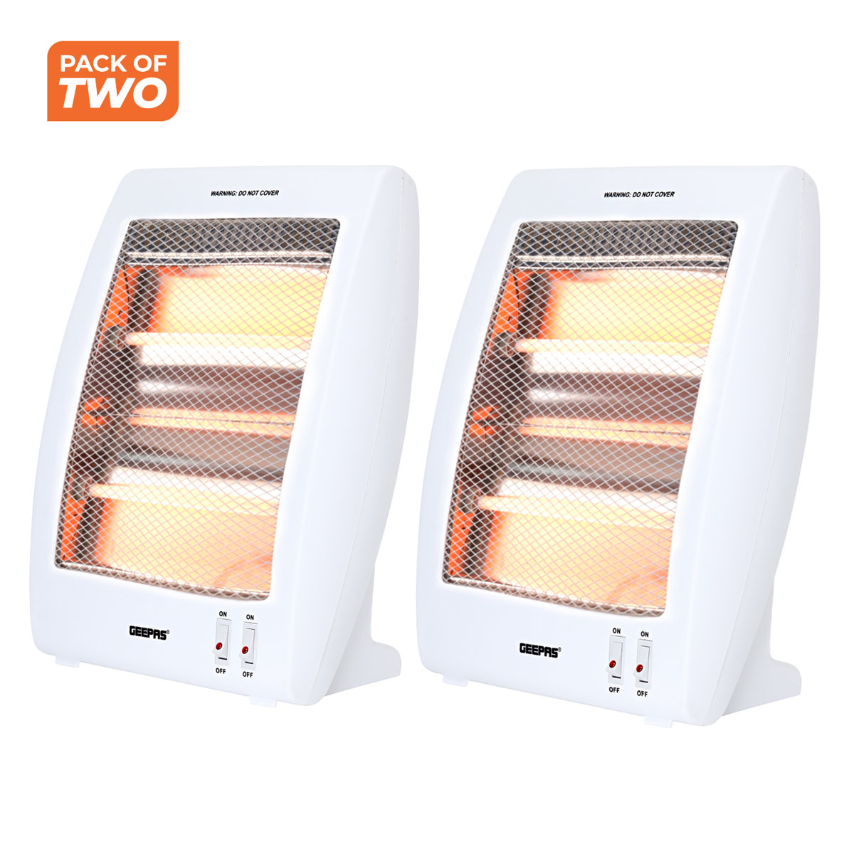Geepas Quartz Halogen Heater, Portable, 2 Heat Settings - Pack of 2 ...