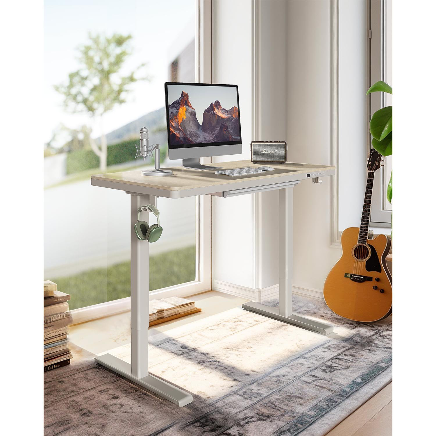 Inbox Zero Flavio Height Adjustable Standing Computer Desk With Drawer ...