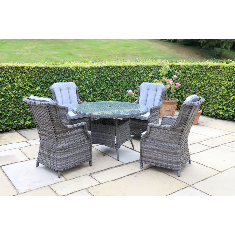 Ebern Designs Limairy Rattan 4 Seater Dining Set | Wayfair.co.uk