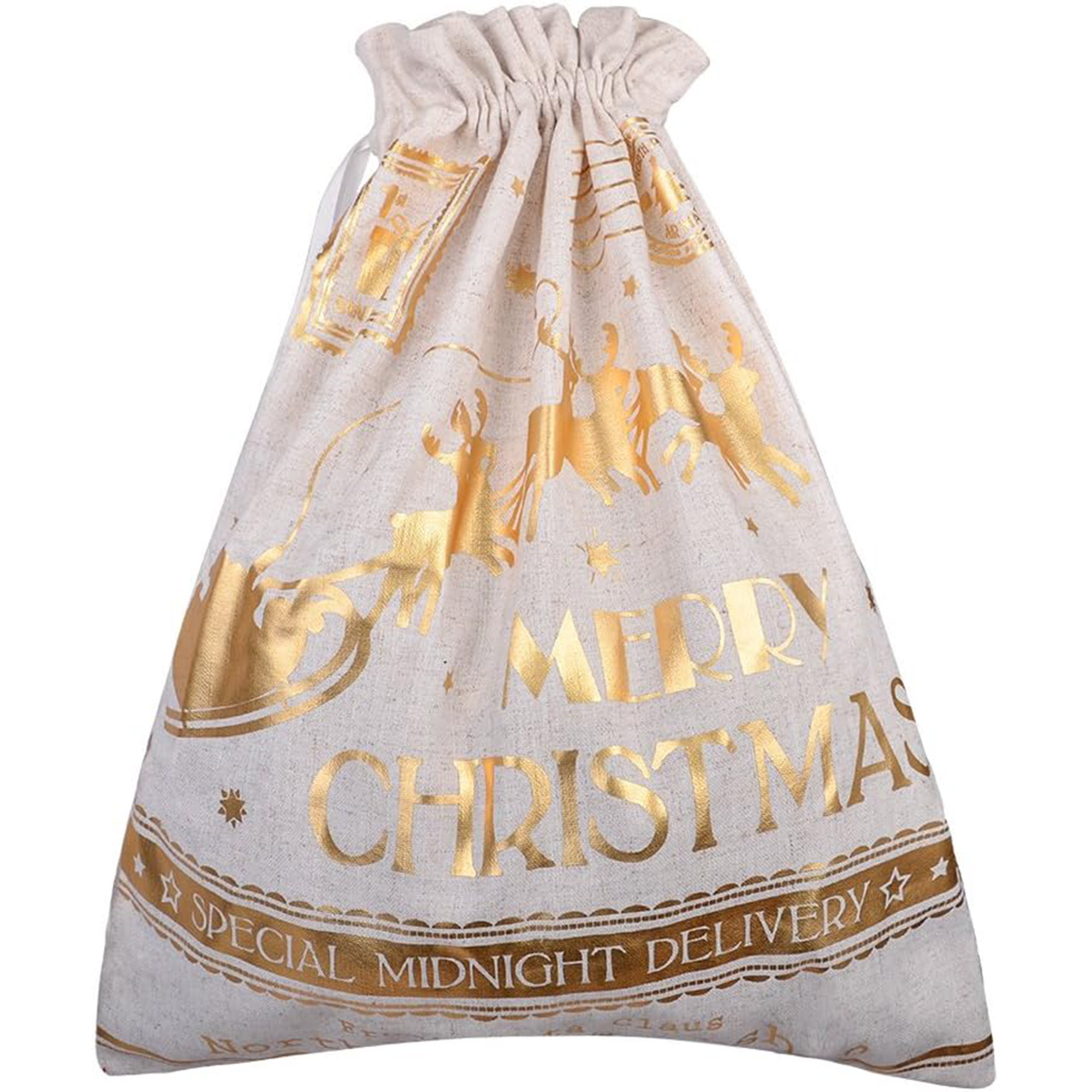 The Holiday Aisle® Christmas Drawstring Gift Bag Reusable Christmas ...