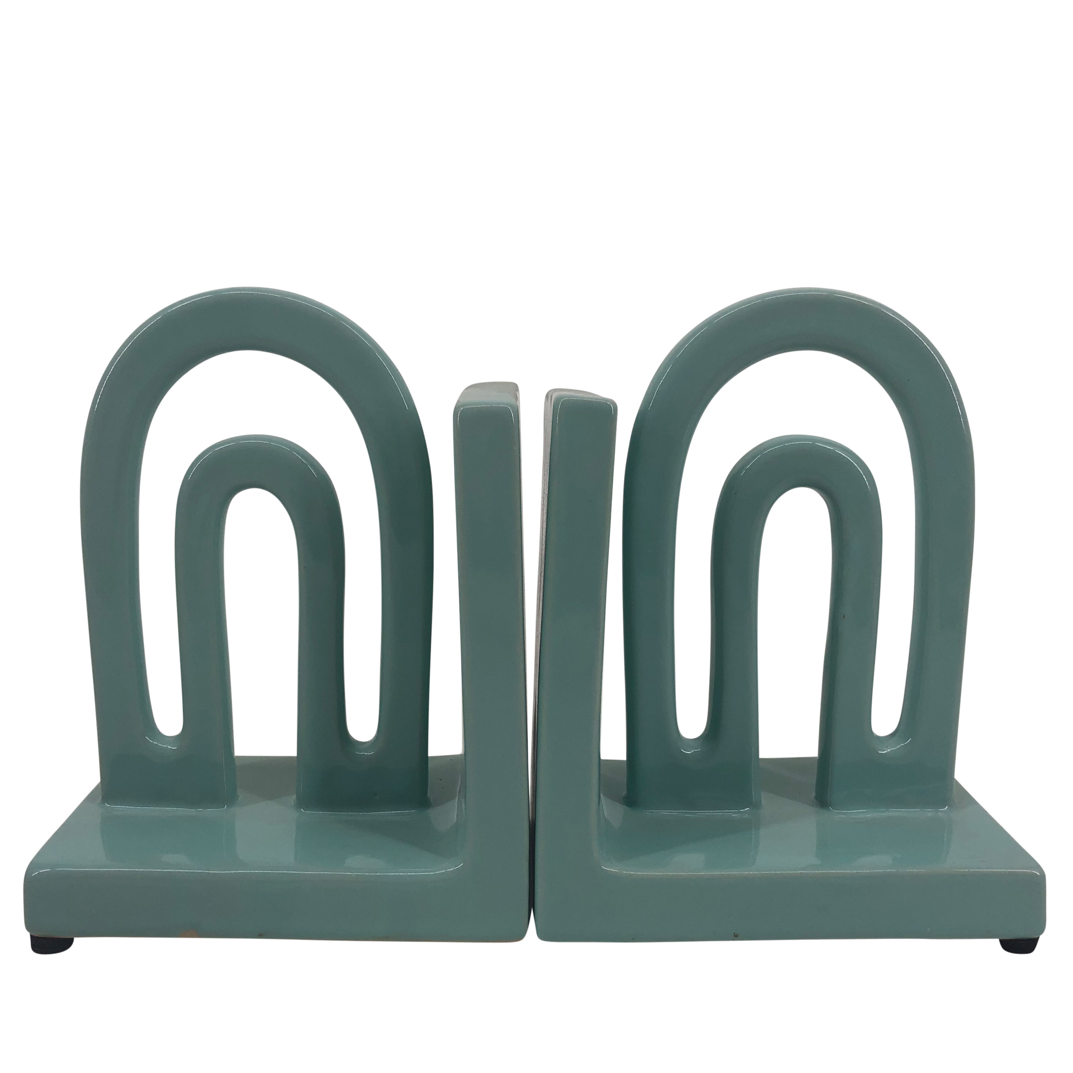 Joss & Main Aesthetic Arch Bookends - Ceramic Arched Bookend Set for Book Display and ...