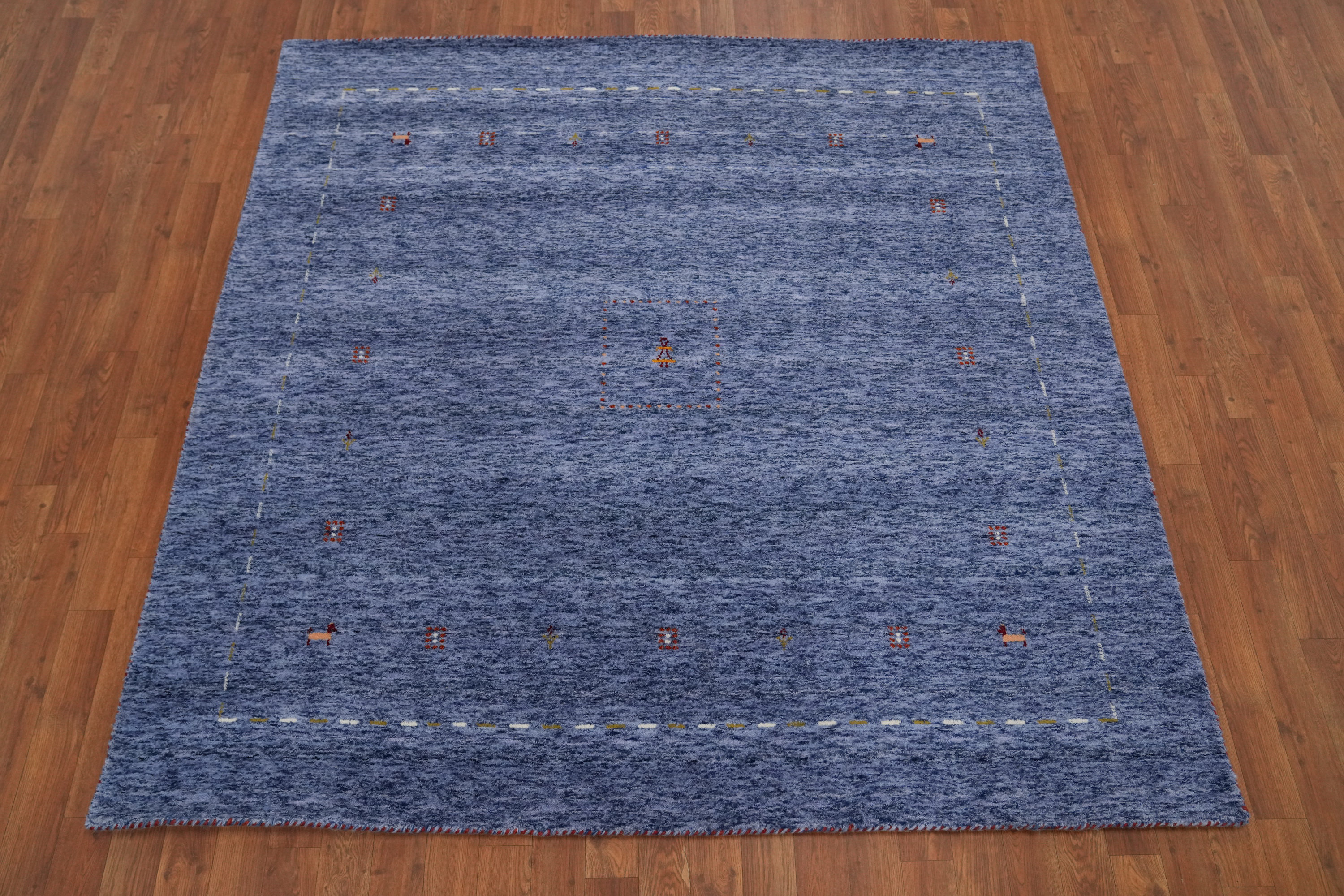 Dakota Fields Handmade Blue Gabbeh Style Square Area Rug 6x6 | Wayfair