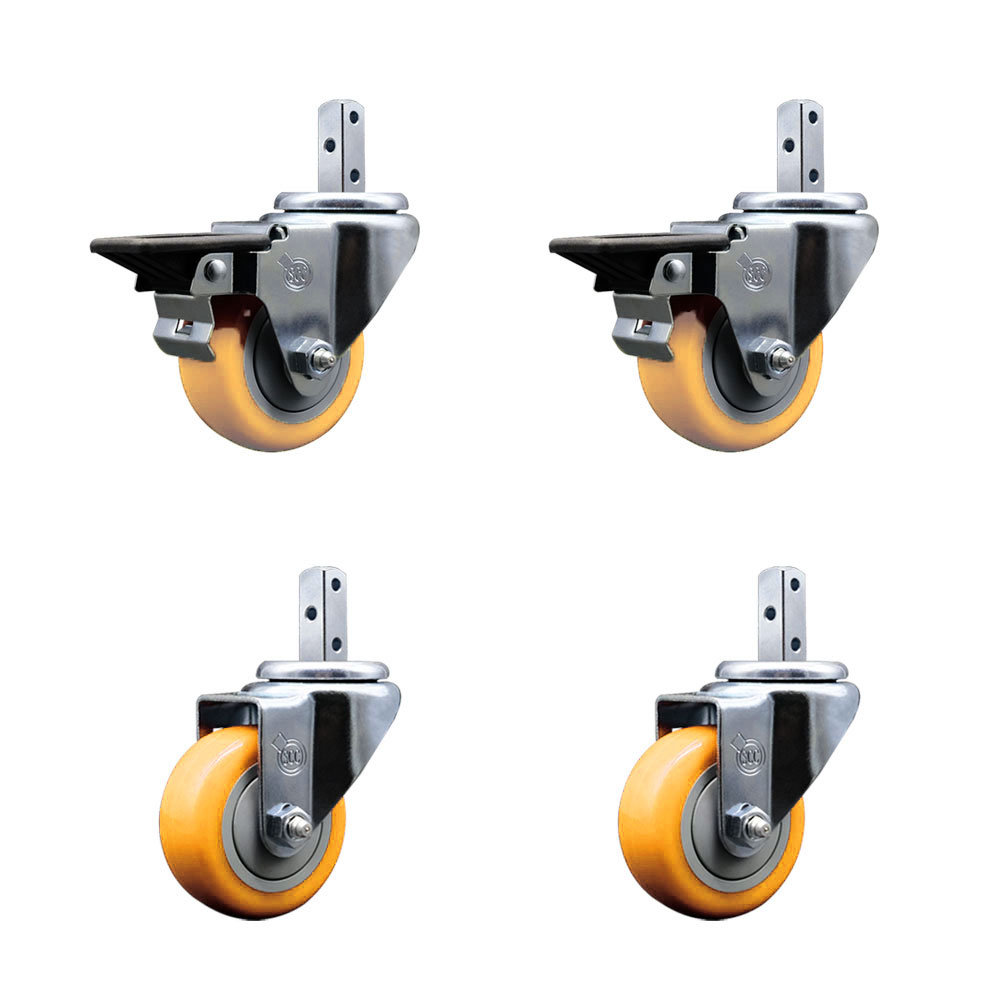 Service Caster 3 Inch Polyurethane Wheel Swivel 3/4 Inch Square Stem ...