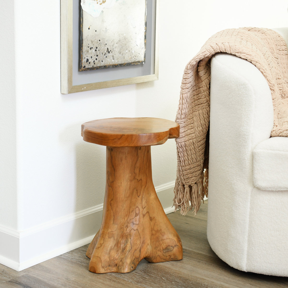 Millwood Pines Teak Tree Stump End Table | Wayfair