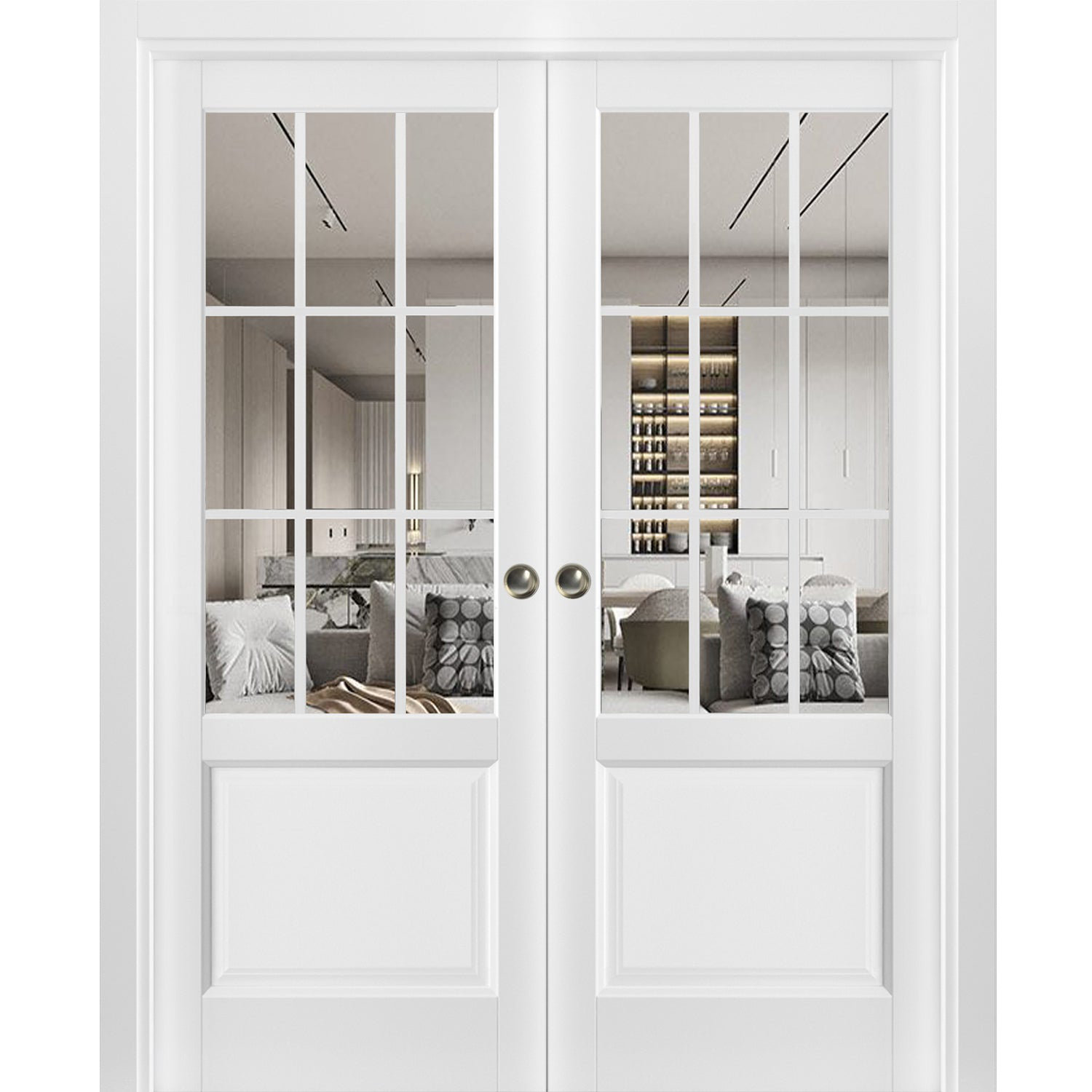 SARTODOORS Felicia Clear Glass Sliding Closet White Doors - Wayfair Canada