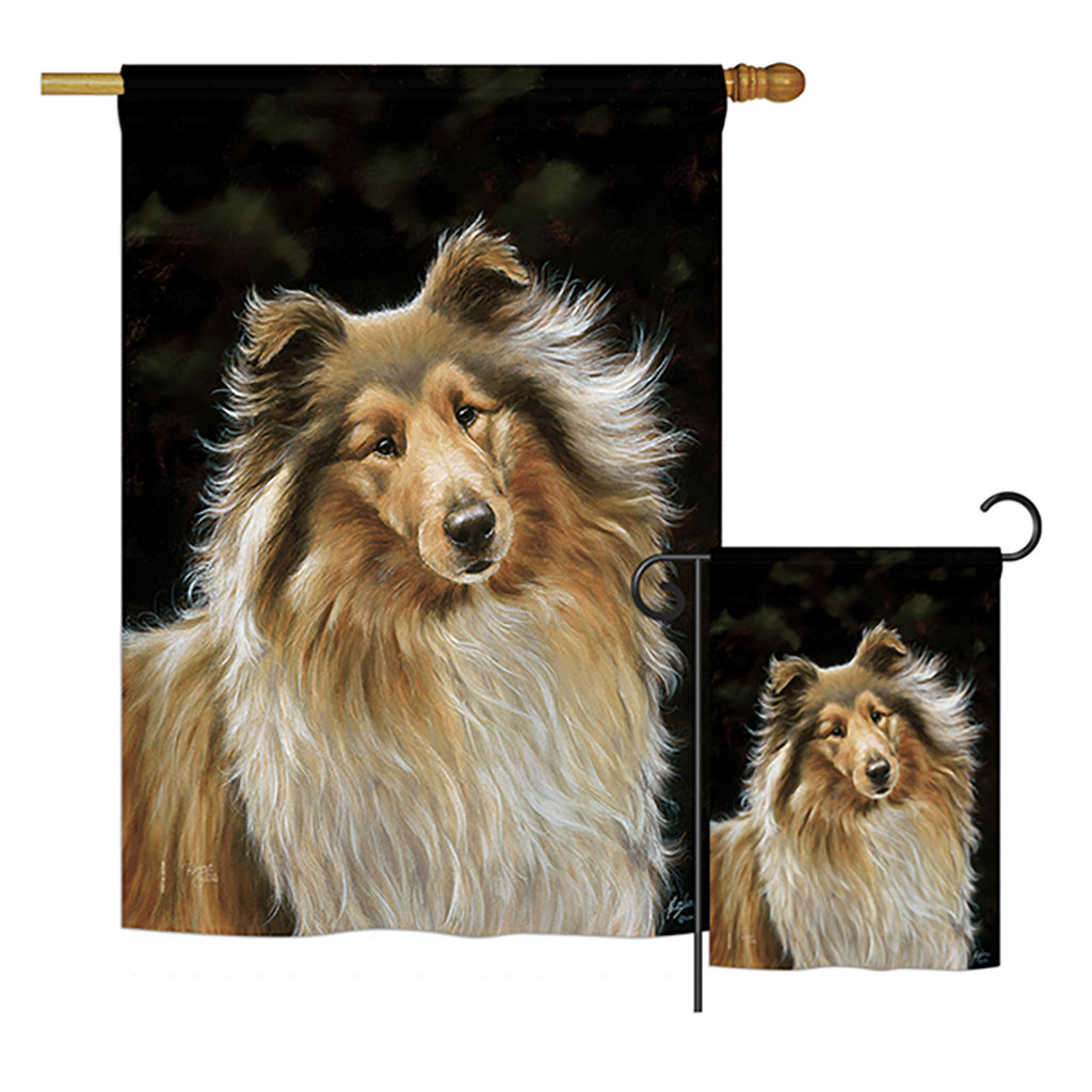 Breeze Decor Collie Nature Pets 2-Sided Polyester 40 x 28 in. Flag Set ...