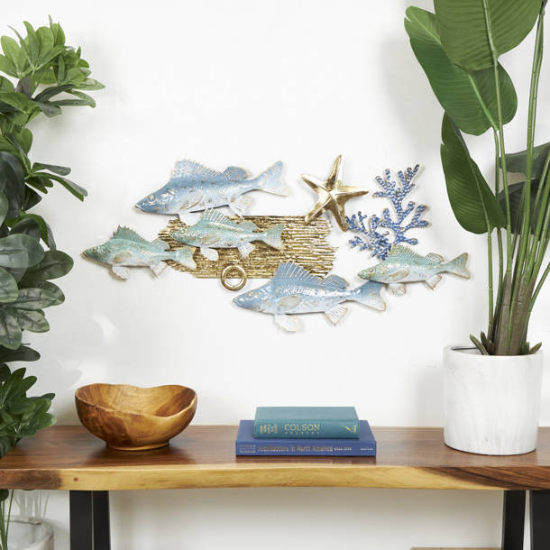 Highland Dunes Handmade Coastal Fish Wall Decor on Steel & Reviews ...