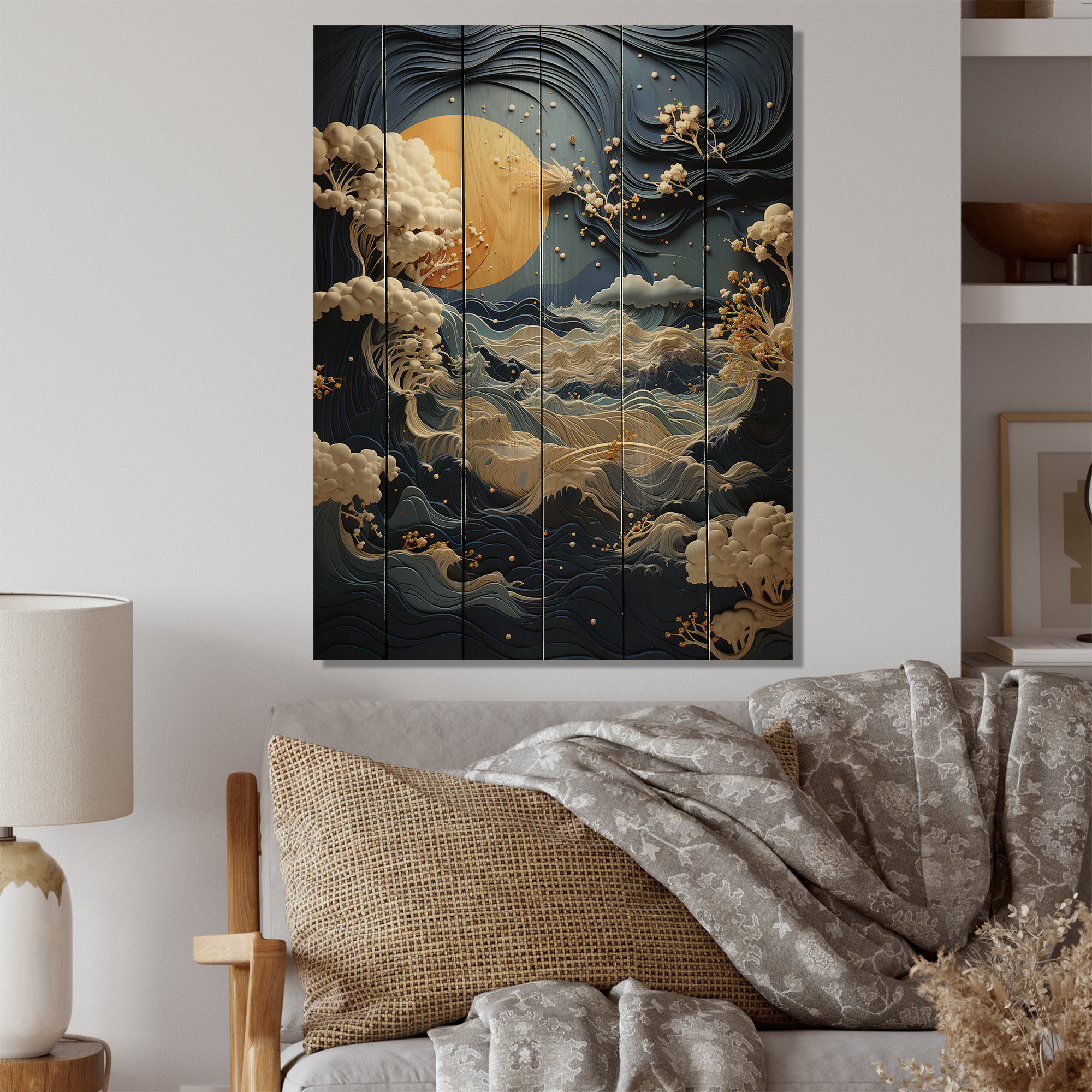 Red Barrel Studio® Gold Storms Tempest Fury Storm On Wood Print | Wayfair
