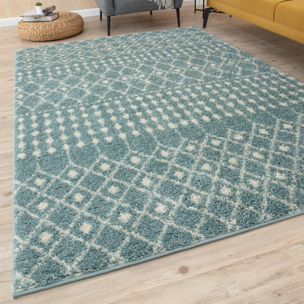 THE RUGS Moroccan Shaggy Collection Rugs Tangier Design in Duck Egg ...