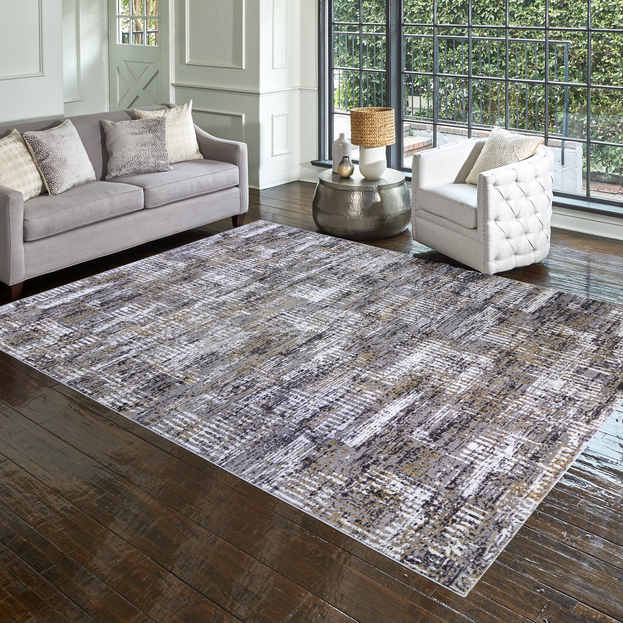 Gertmenian Brio Lavell Gray/Taupe Modern Abstract Indoor Area Rug | Wayfair